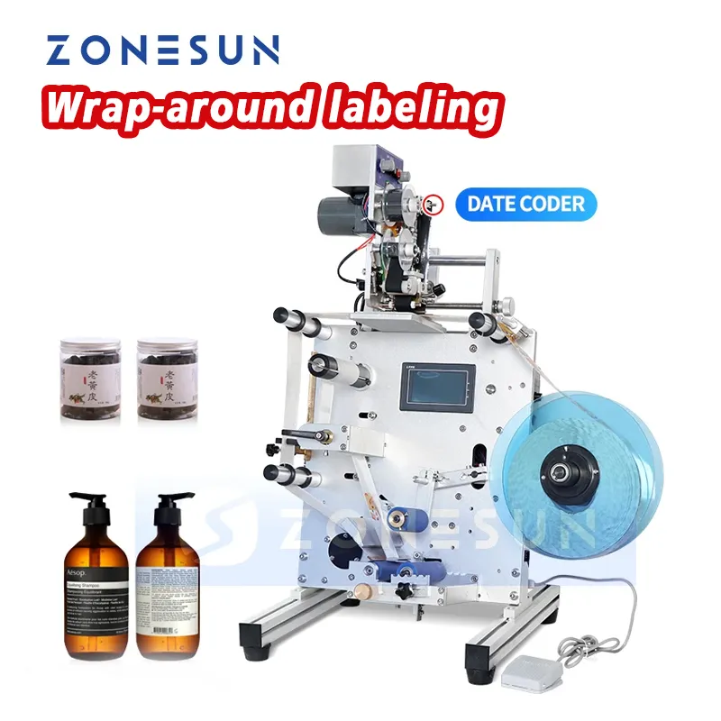 Plastic Wrap Dispensers: ZONESUN Wrap Around Label Applicator For Bottles & Cans Industrial ...