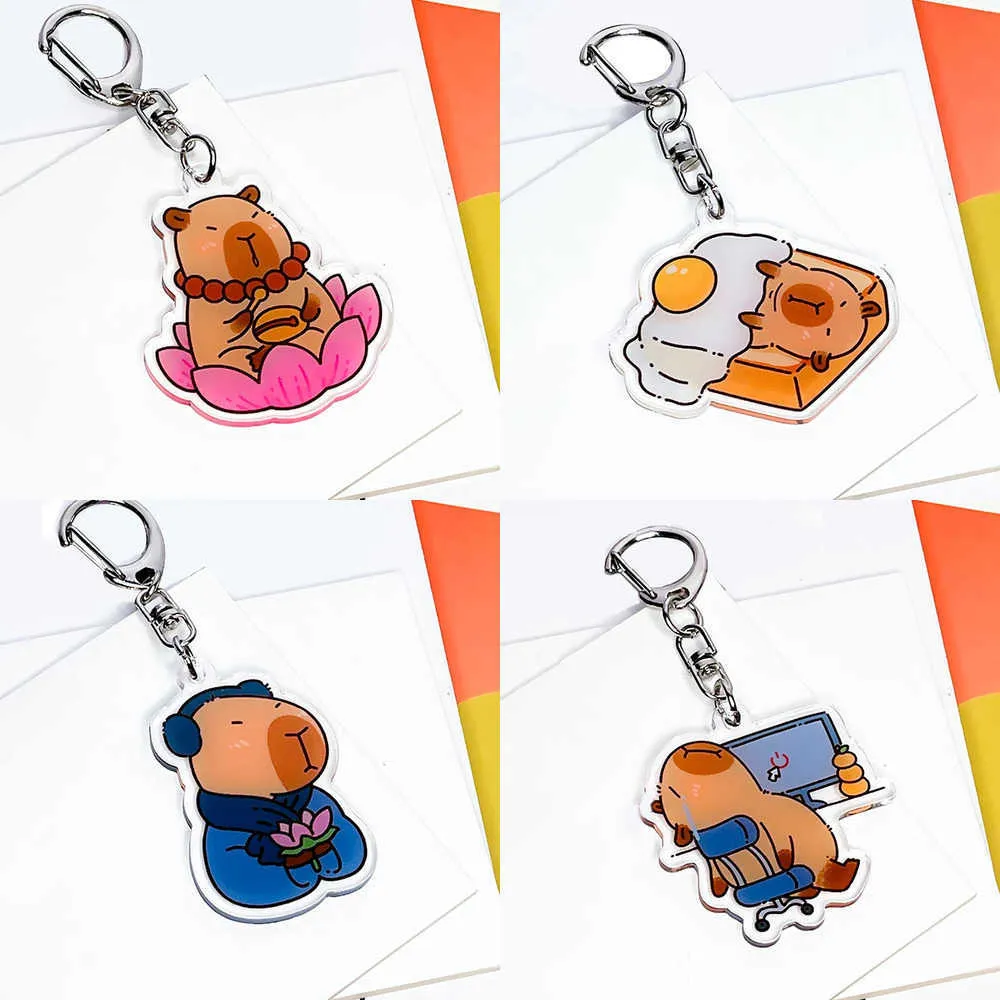 Cute Cartoon Capybara Rilakkuma Bear Keychain Turtle Shell, Guinea Pig ...