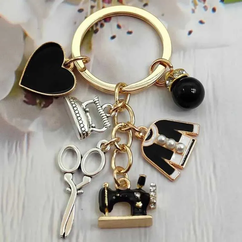 Key Rings: Fashion Enamel Sewing Machine, Clothes Tailor Key Chain with ...