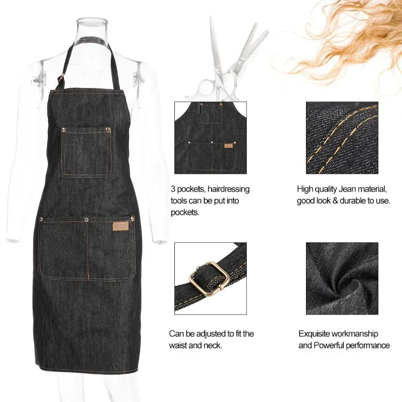 DHgate.com:Adjustable Denim Haircut Apron with Pockets for Hairdressers ...