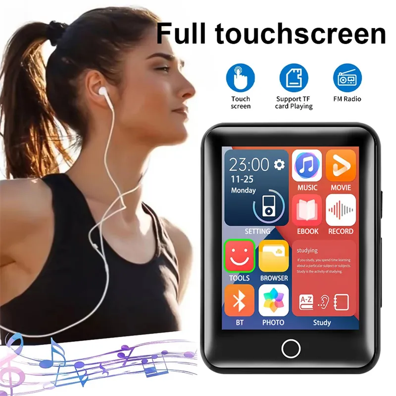 Portable Mini MP3 Player Bluetooth HiFi Stereo Music Player Full Screen ...