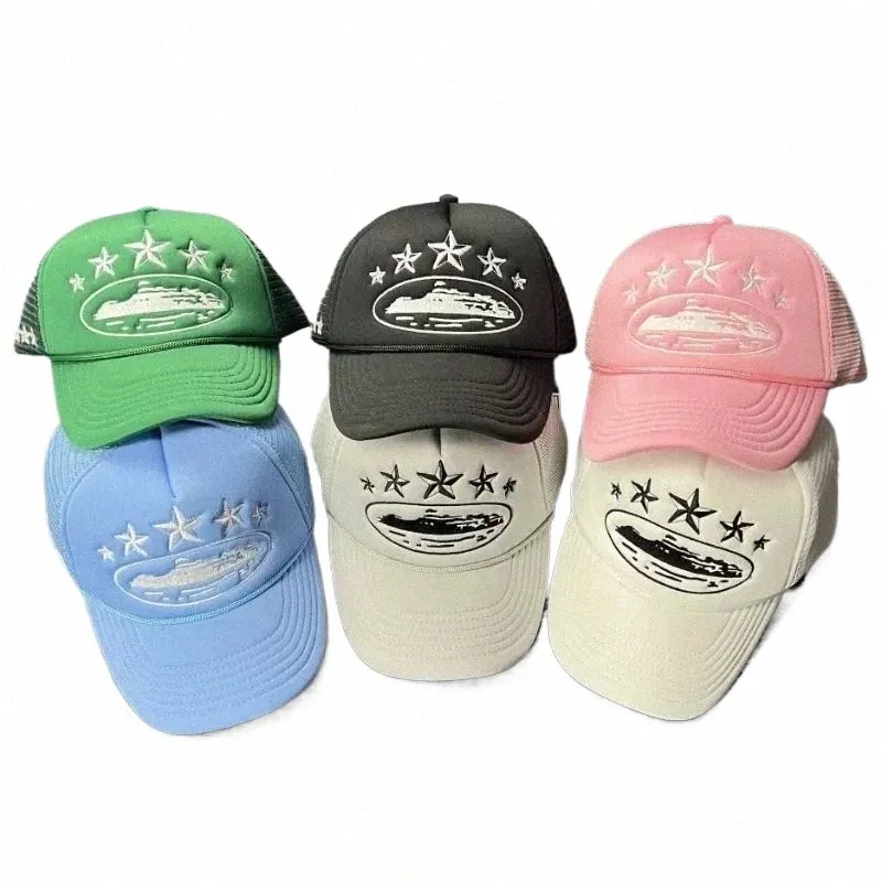 2024 Arrival Star Embroidered Mens Preppy Baseball Caps Mesh Trucker ...