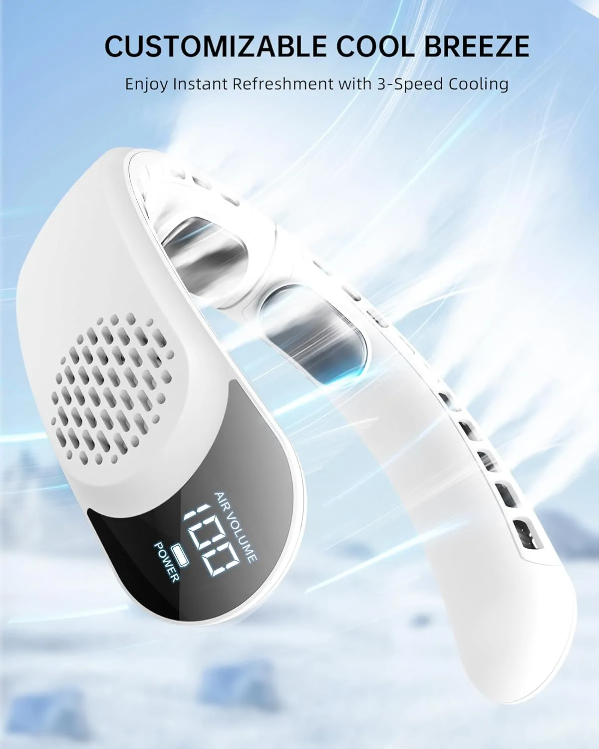 Portable Personal Bladeless Neck Fan With LED Display, 3 Speeds ...