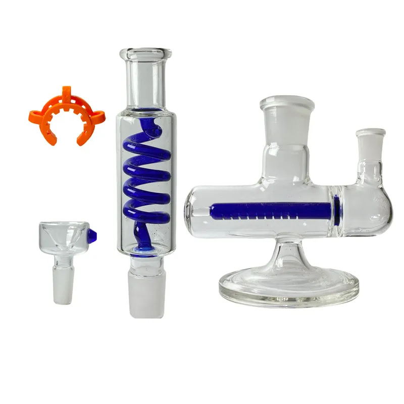 Blue Straight Tube Bong With Freezable Coil Inline Perc Unbreakable ...