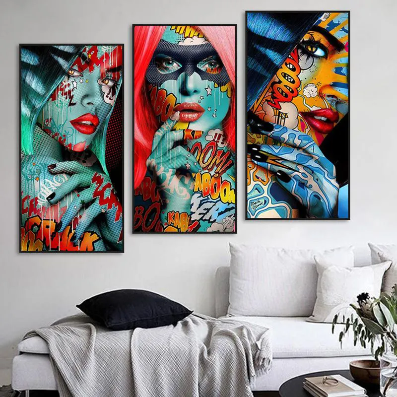Abstract Women Graffiti Art Canvas Prints - Modern Wall Art Posters ...