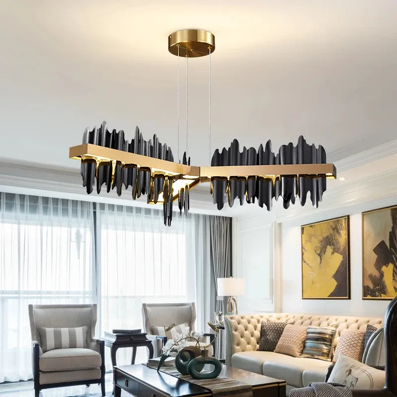 Modern LED Pendant Light - Creative Black Hanging Lamps for Living Room ...
