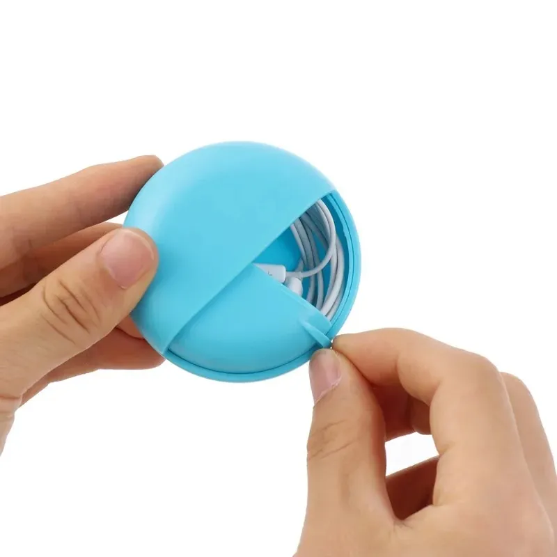 Round Earphone Case: Portable Earbud Organizer & Data Cable Storage ...