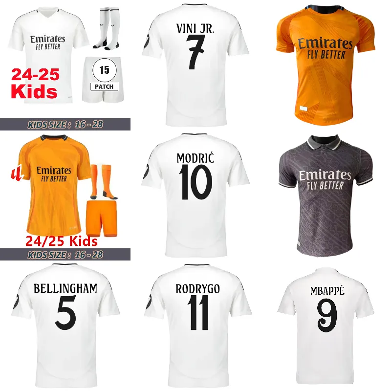 Real Madrid Youth Soccer Kits BeLLINGHAM, VINI JR, MBAPPE, KROOS ...