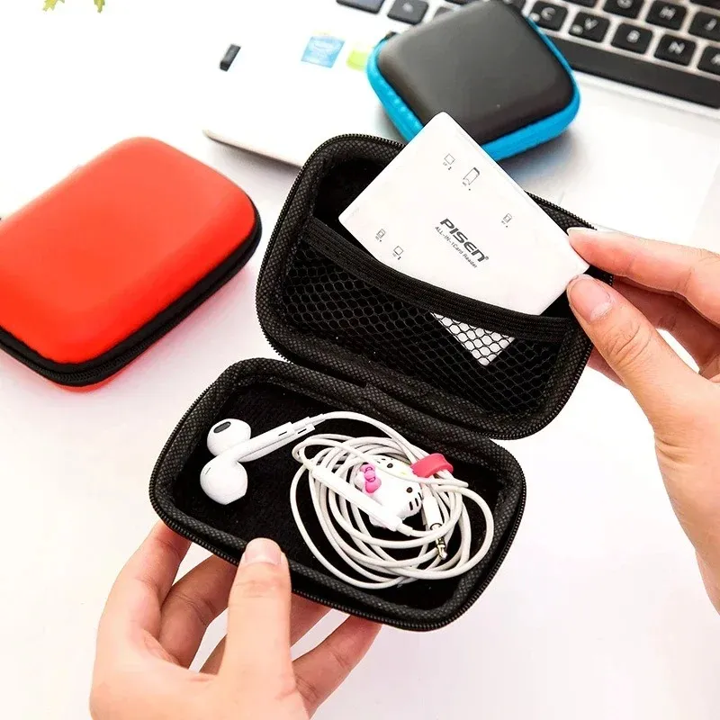 Mini Zipper Hard Carrying Case for Earphones - Portable Earbud Holder ...