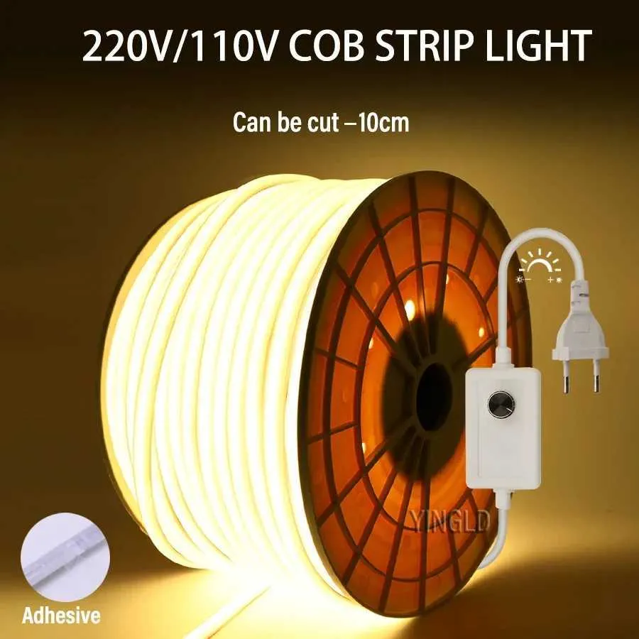 High Brightness 220V COB Addressable Cob Led Strip Light With Switch ...