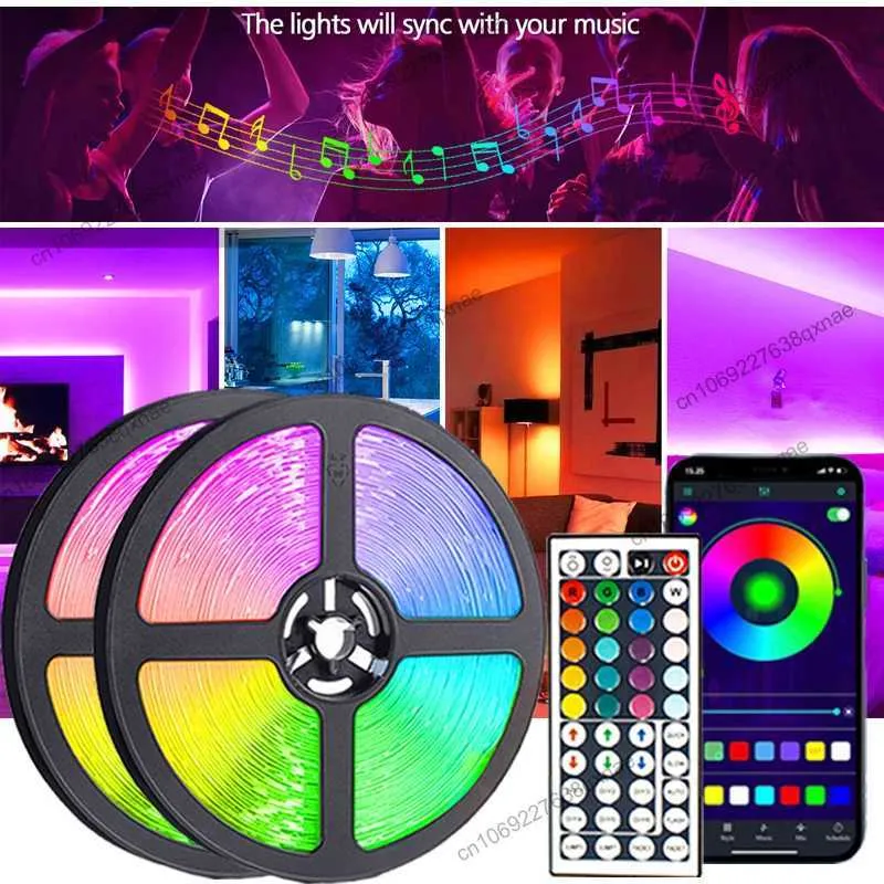 100ft RGB LED Strip Lights - Music Sync, Bluetooth Control, USB Powered ...