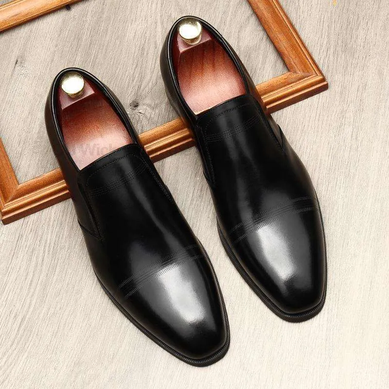 Mens Genuine Leather Formal Loafers For Men With Round Toe And Low Heel ...