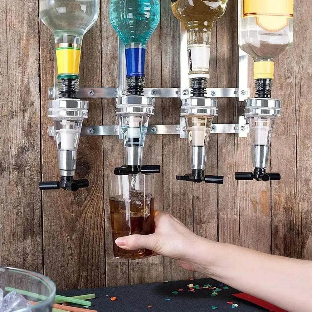 Wall Mount Liquor Dispenser - 2/3/4 Bottle Bar Butler, Rotating Alcohol ...