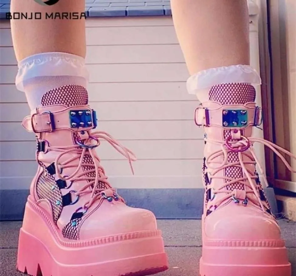 BONJOMARISA INS Designer Platform Goth Combat Boots Womens For Women ...
