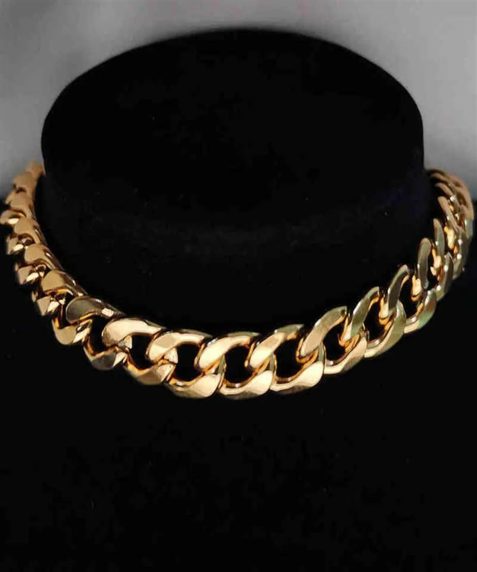 Gold Punk Cuban Thick Gold Necklace Choker Chain With Strength ...