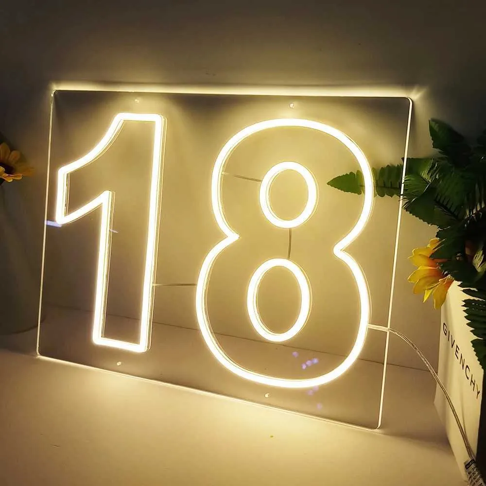 Custom Number Neon Neon Table Lamp For Home, Bar, Hotel, Birthday Party ...