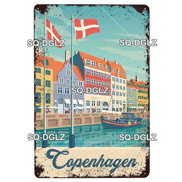 Vintage Berlin City Tin Sign Plaque For Pub Bar Sunset Landscape ...