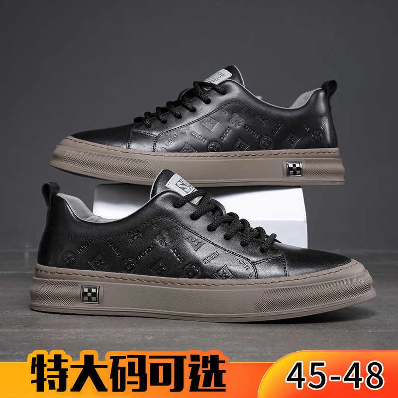 Extra Large Mens Shoes 2024 New Top Layer Cowhide Small White Shoes For ...