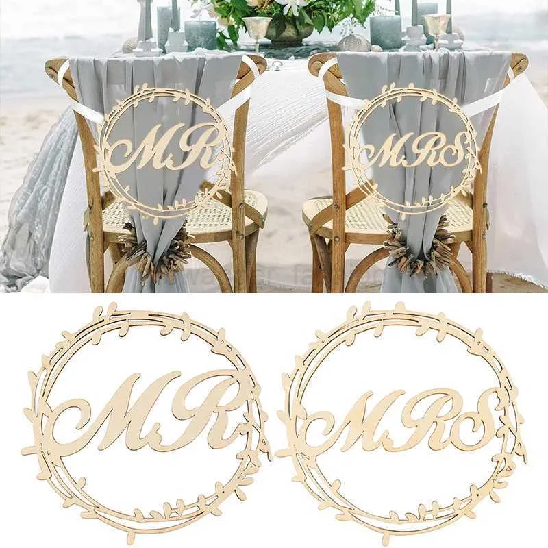 Rustic Wedding Chair Signs: Mr & Mrs Wooden Pendants, Vintage Photo ...