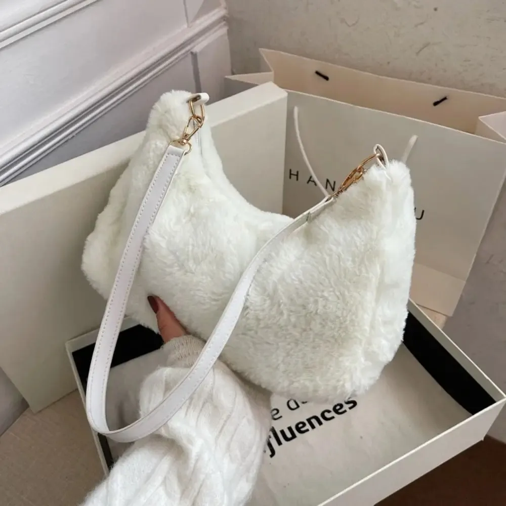 Luxury Faux Fur Mini Tote Bag For Women Designer Fur Handbag With ...