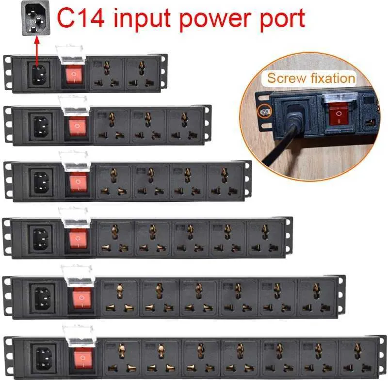 Power Cable Plug Cabinet Rack Wall Mounted PDU Power Strip Unit C14 ...