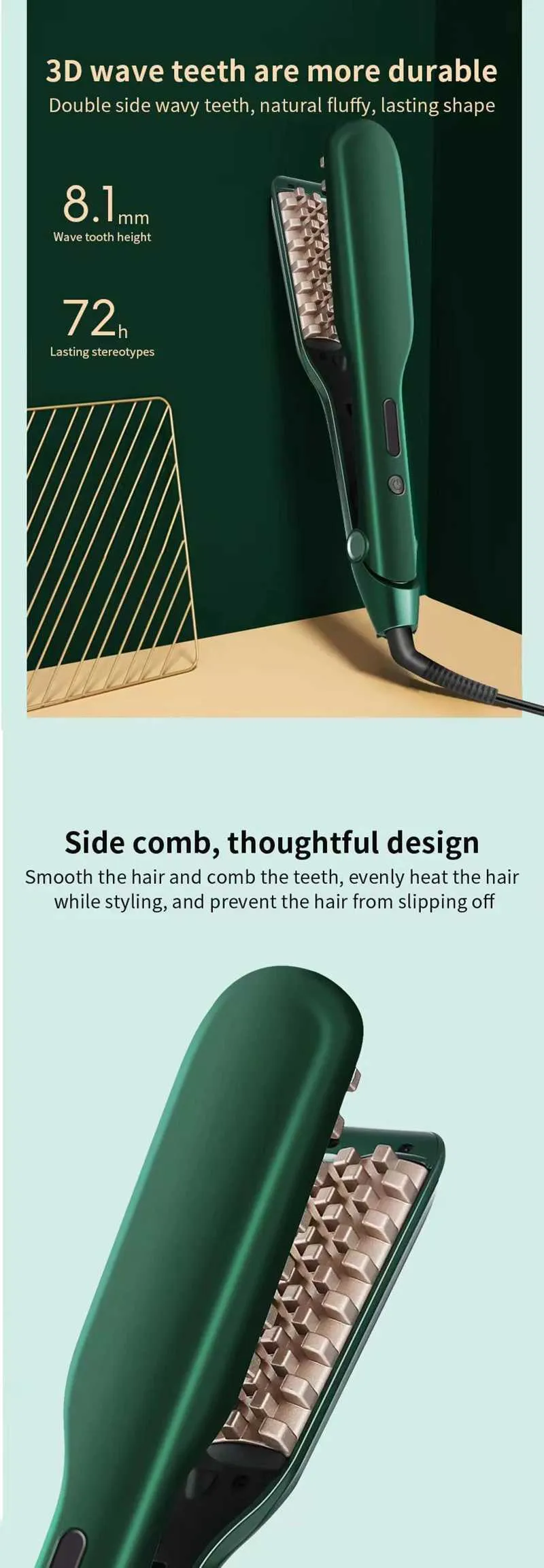 Volumizing Hair Crimper Iron for Fluffy Waves & Texture - Tiny Curling ...