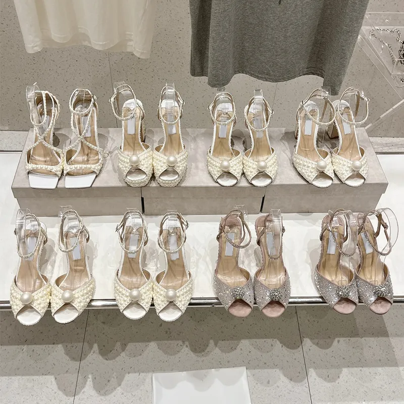 Bulk Elegant High Heel Sandals With Pearls And Crystals Perfect For ...