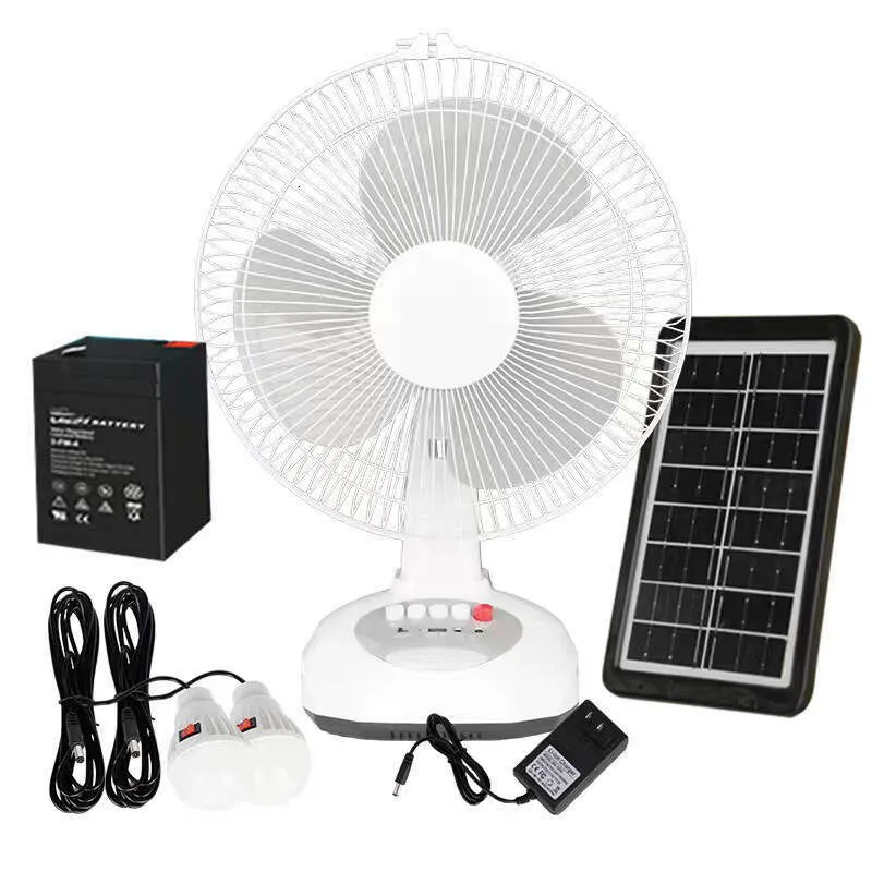 DHgate.com:052 AC/DC Solar-Powered Head-Shaking Table Fan with LED ...