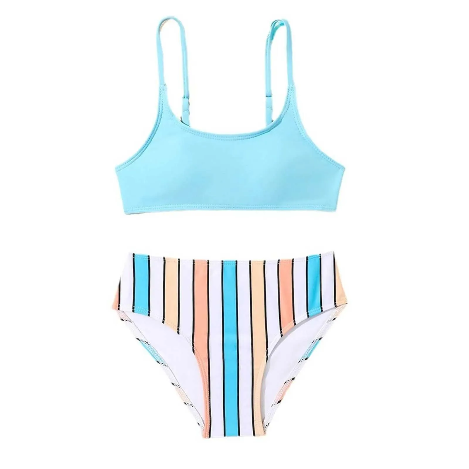 Skintight Bodysuit Scoop Neck Bikini Set For Girls Two Piece Bathing ...