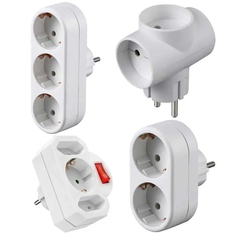 EU Power Adapter - 16A/250V, 3500W German Plug - Black & White, 2/3 Way ...