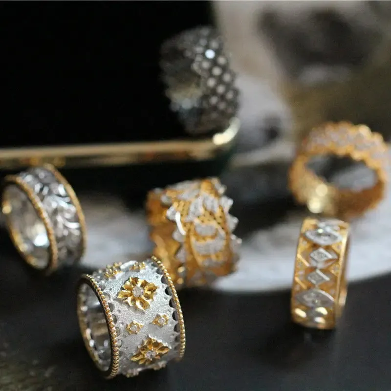 Vintage Court Style Wide Love Open gold rings for women with Full ...