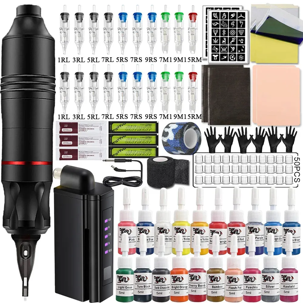 Wireless Mini Tattoo Pen Machine Kit with Battery Power Supply ...