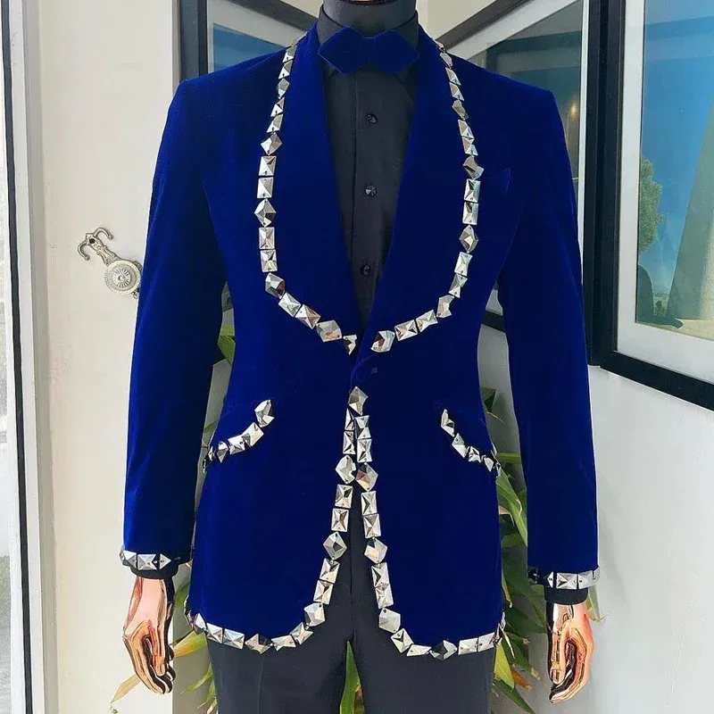 Beaded Velvet Suits For Men 2024 Slim Fit Smoking Suit Jacket With ...