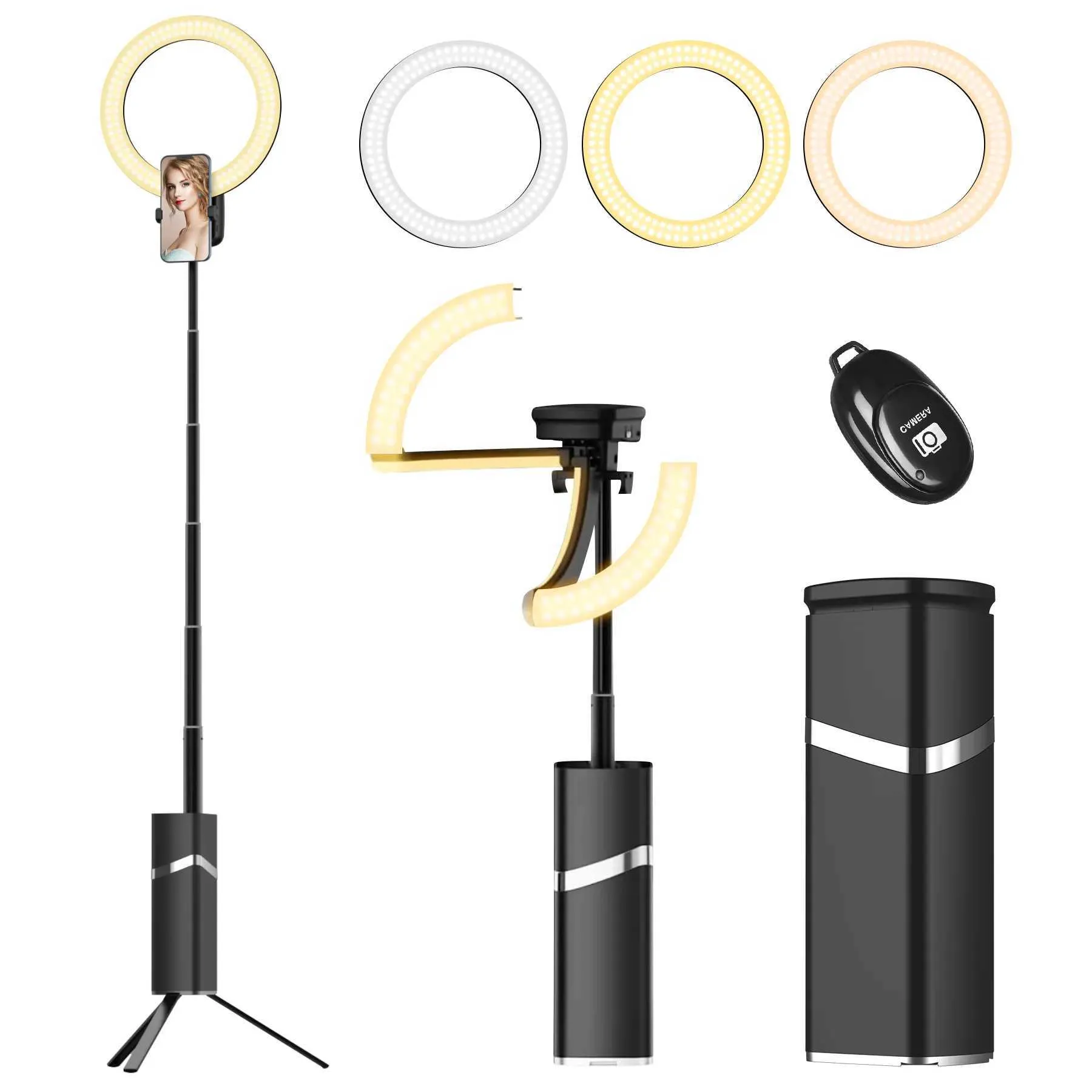 Folding Ring Light With Stand, Remote, And 4000mAh Battery Dimmable ...