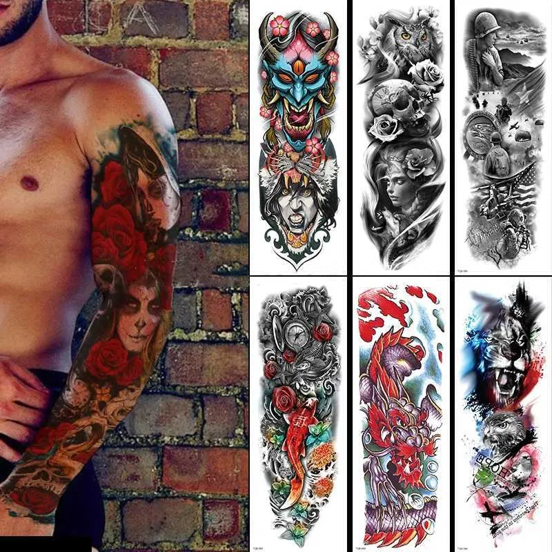 Temporary Tattoos Large Arm Sleeve Tattoo Waterproof Temporary Tattoo ...
