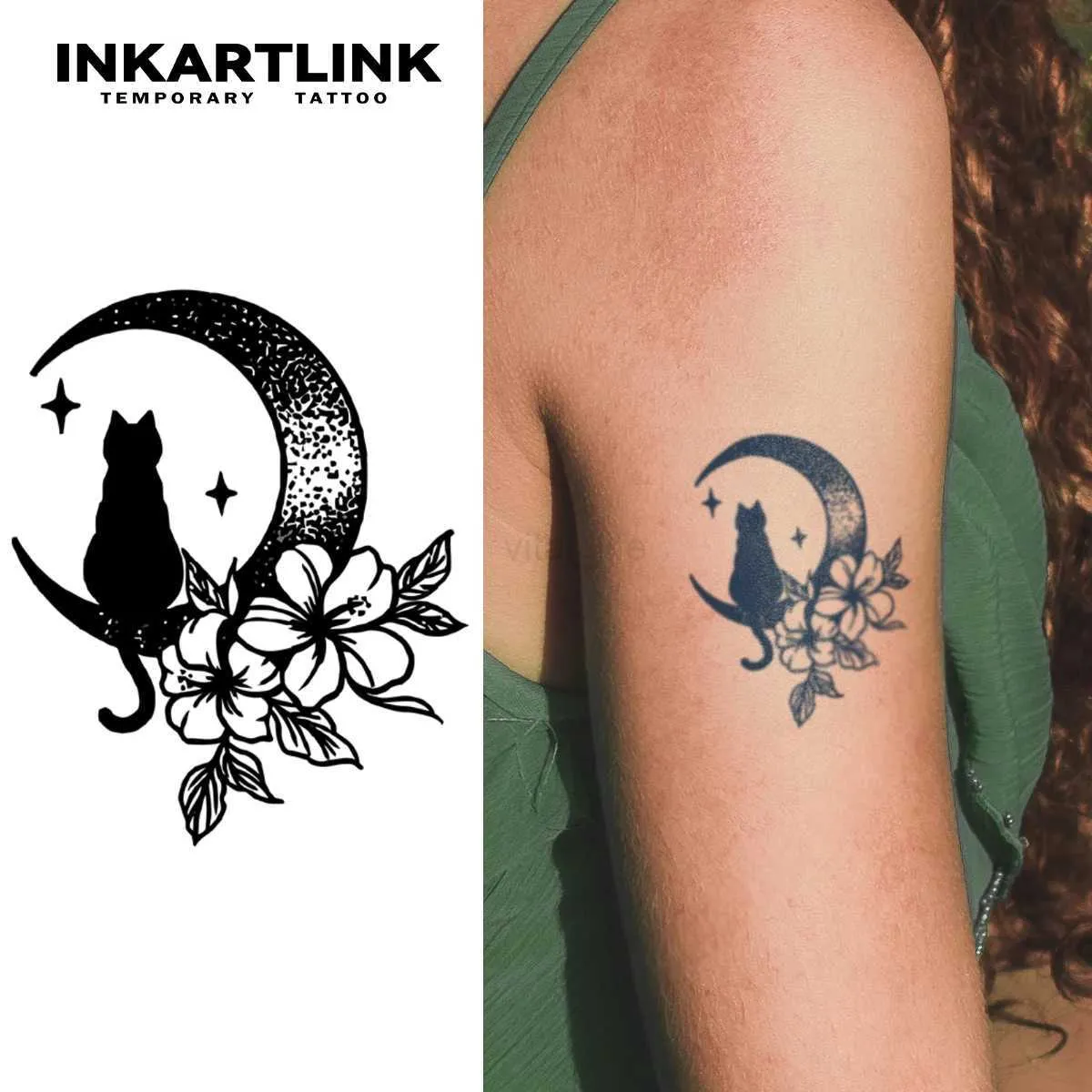 Waterproof Cat Inked 2 Temporary Tattoos Sticker 15 Days Semi Permanent ...