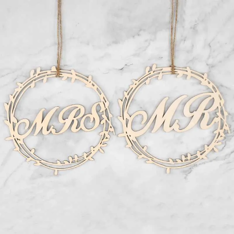 Rustic Wedding Chair Signs: Mr & Mrs Wooden Pendants, Vintage Photo ...