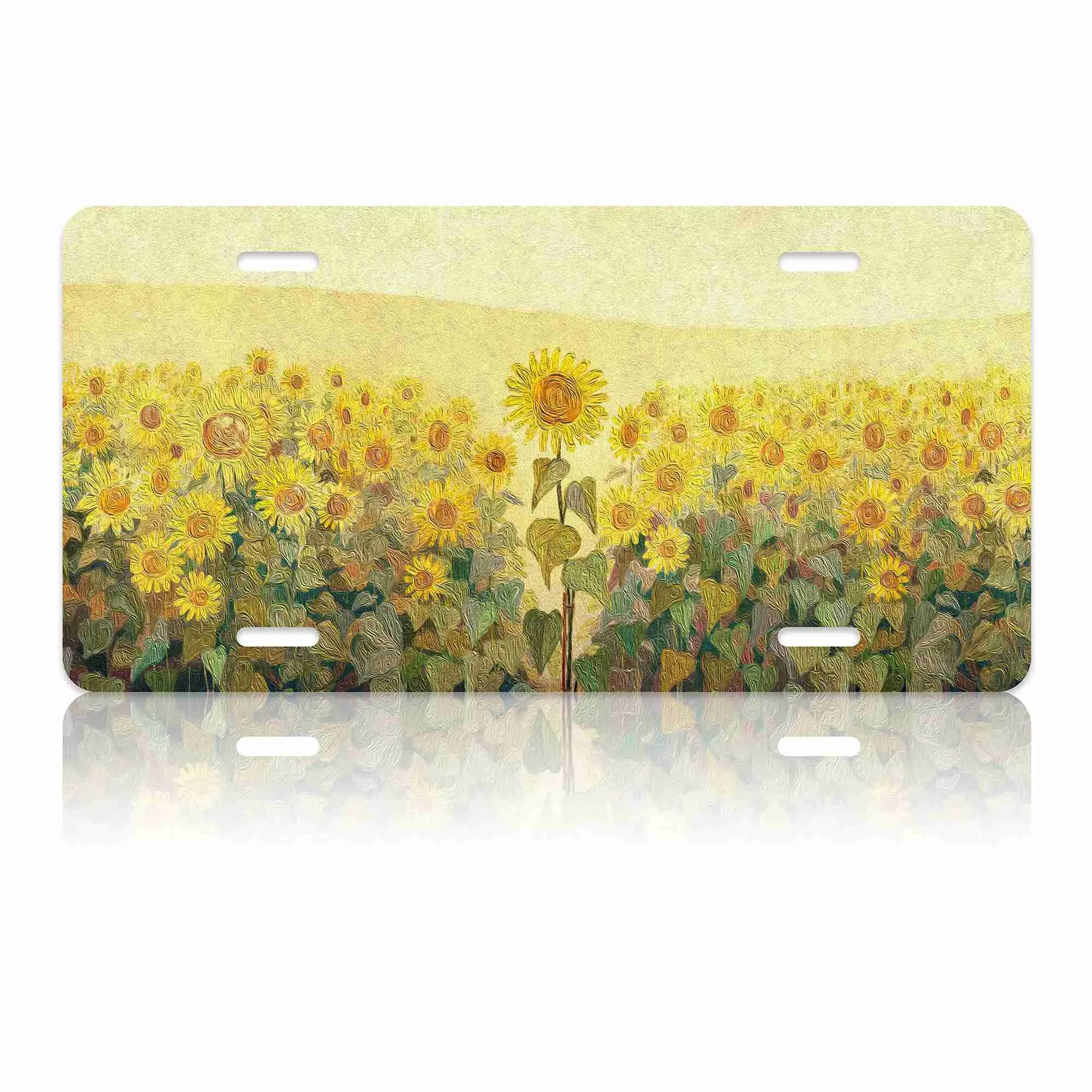 Floral License Plate Cover: Beautiful Yellow Sunflower Design, Premium ...