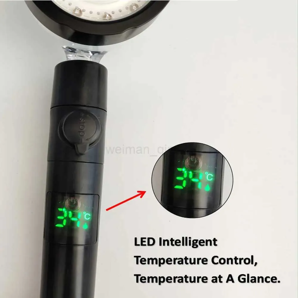 LED Digital Temperature Display Digital Shower Head With Colorful Fan ...