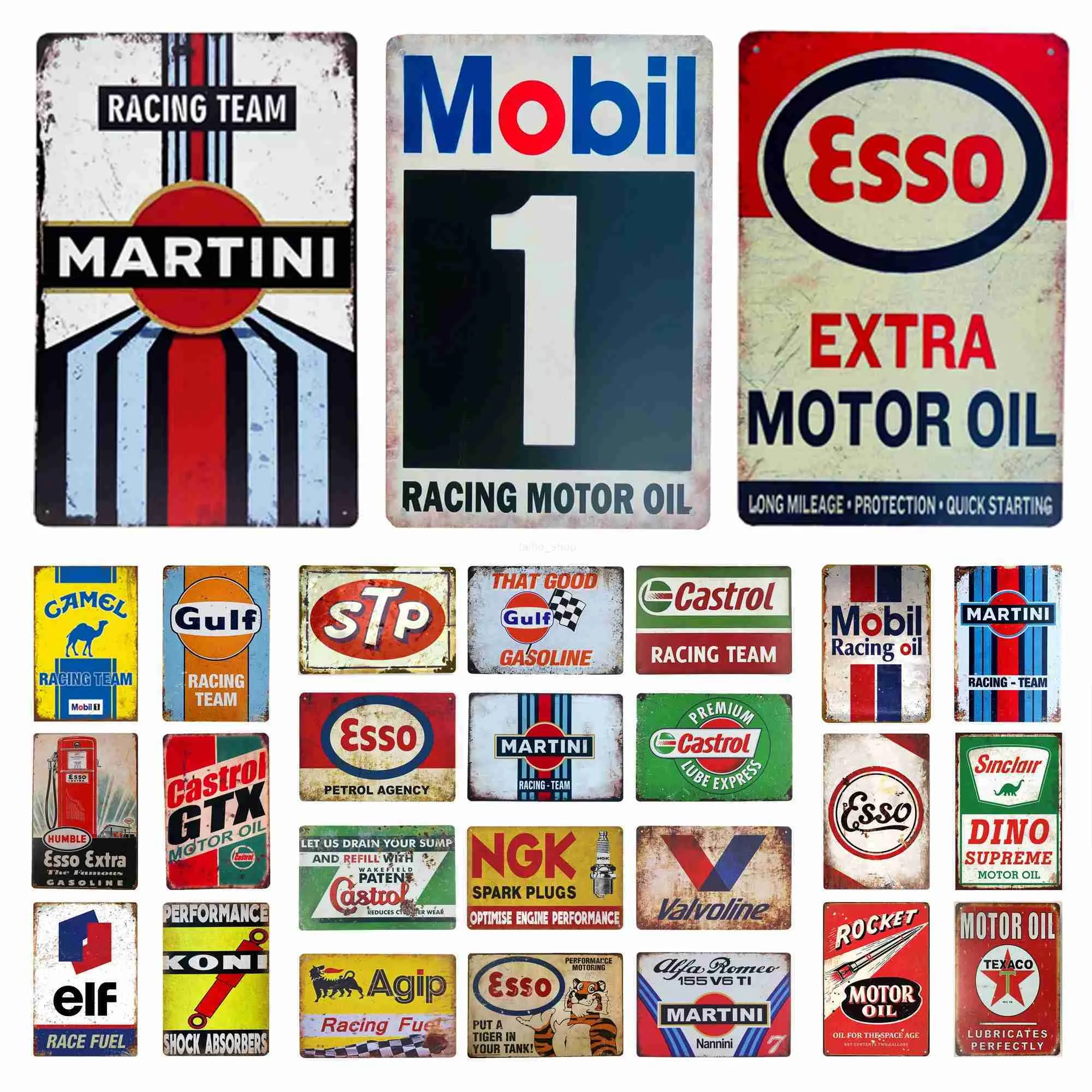 Vintage Metal Tin Sign: Esso STP Motor Oil Garage Decor Retro Iron Wall ...
