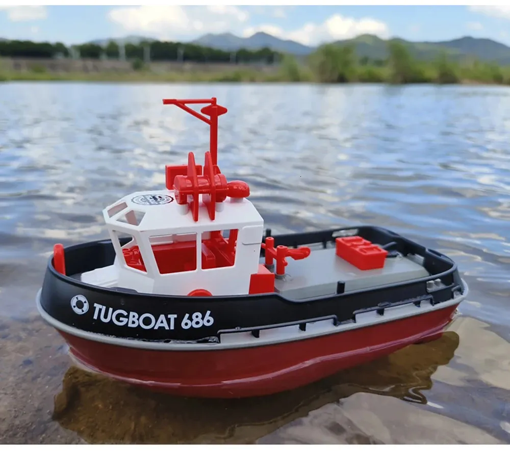 Remote Control Tugboat Toy - Electric Water Simulation Cargo Ship Model ...