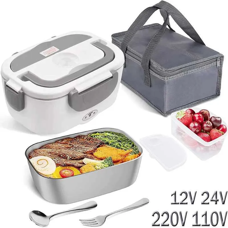 Portable Electric Heated Lunch Box - Stainless Steel Food Warmer for ...