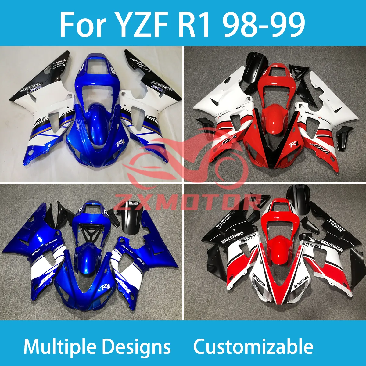 Race Fairng Body Kit For Yamaha YZF R1 98 99 Free Custom Prime ABS ...