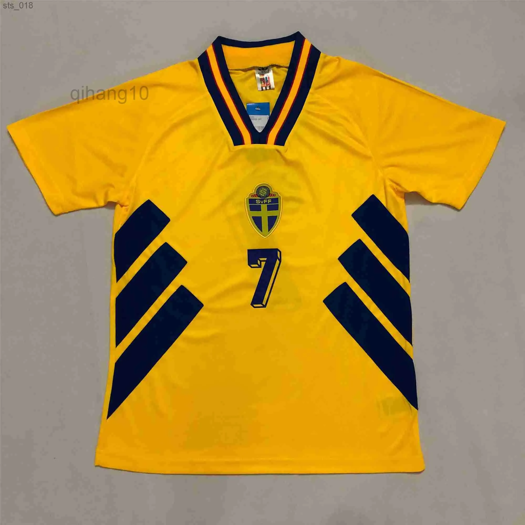 Mens Soccer Jersey Retro Classic Sweden Larsson Brolin Football Shirt S ...