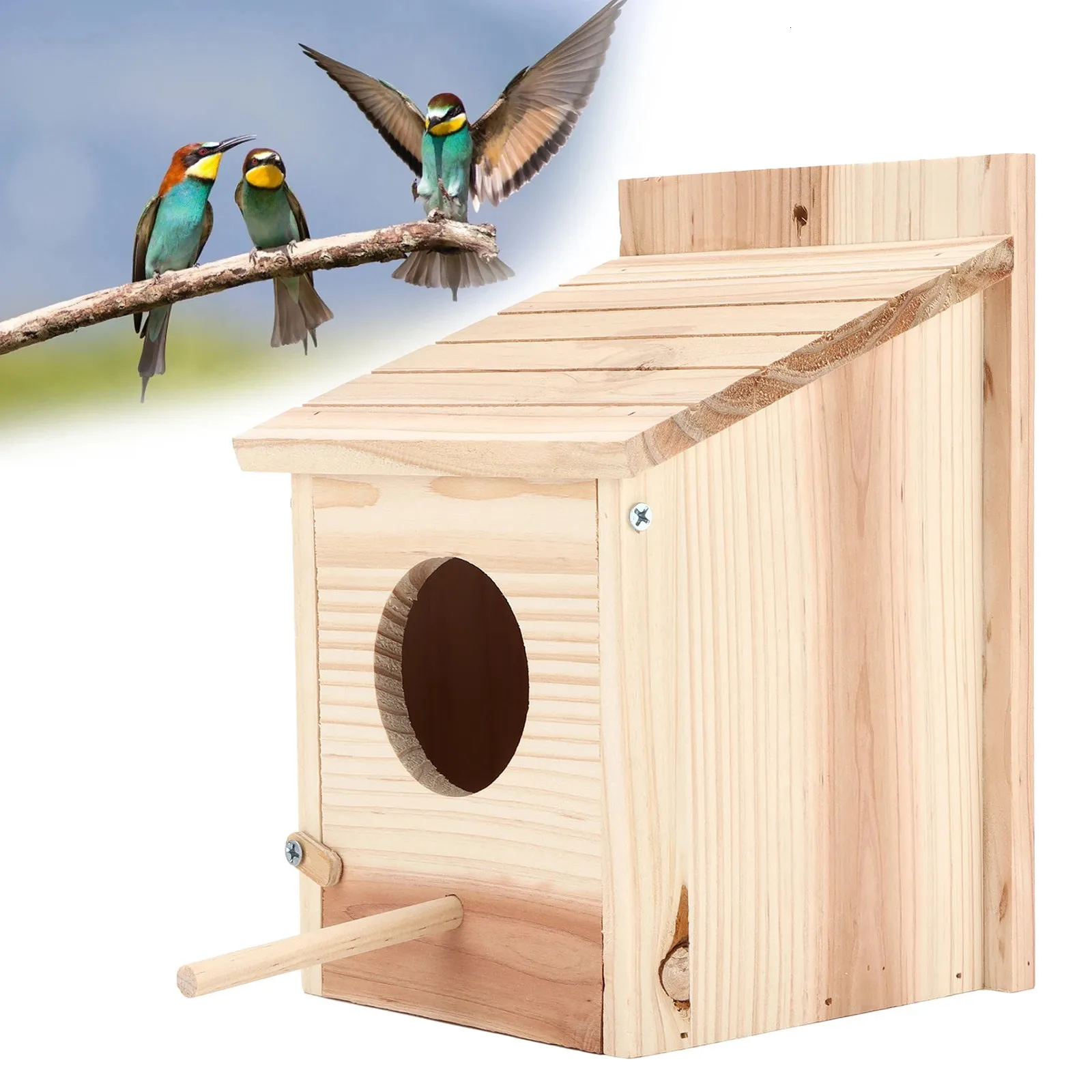 Wood Birds Nest Box DIY Breeding Parrot Cockatiels Swallows Nest ...