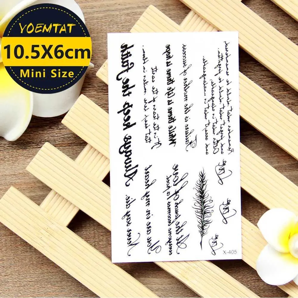 Temporary Tattoos Waterproof Temporary Tattoo Sticker Black Word ...