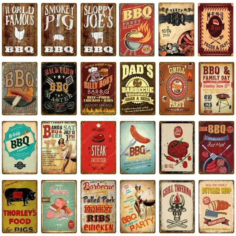 Vintage BBQ Grill Metal Sign - Rustic Wall Decor for Home Bar, Kitchen ...