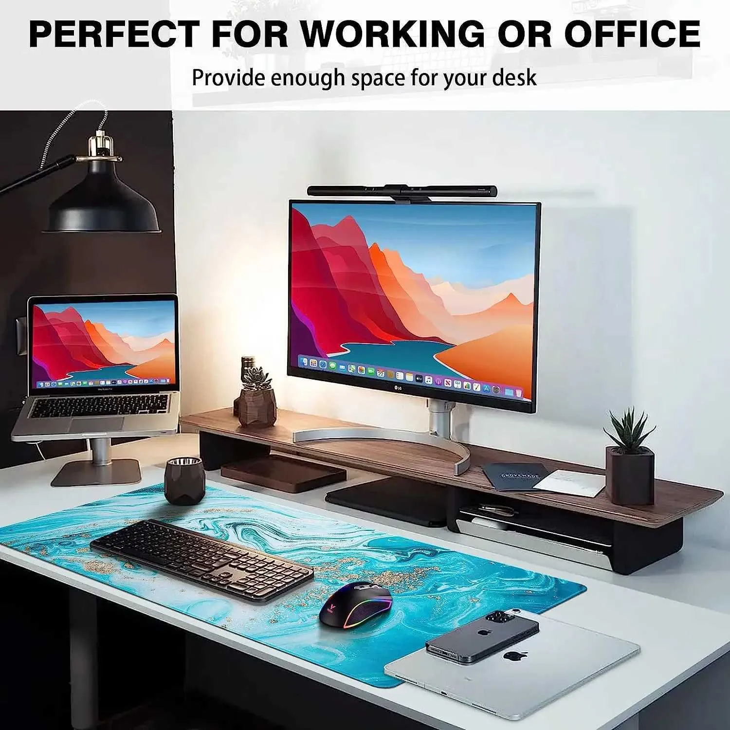 XXL Gaming Mouse Pad with Wrist Rest - Wathet Blue 31.5x11.8 inch ...