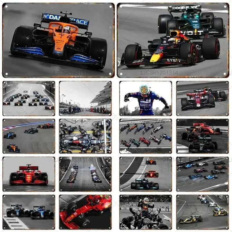 F1 Racing Car Metal Sign Retro Super Sport Car Wall Art For Garage ...