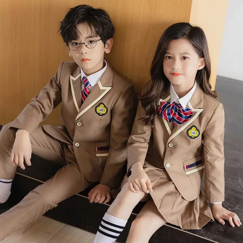 Kids School Uniform Suit Set - Spring/Autumn Blazer Outfit, Khaki Pants ...